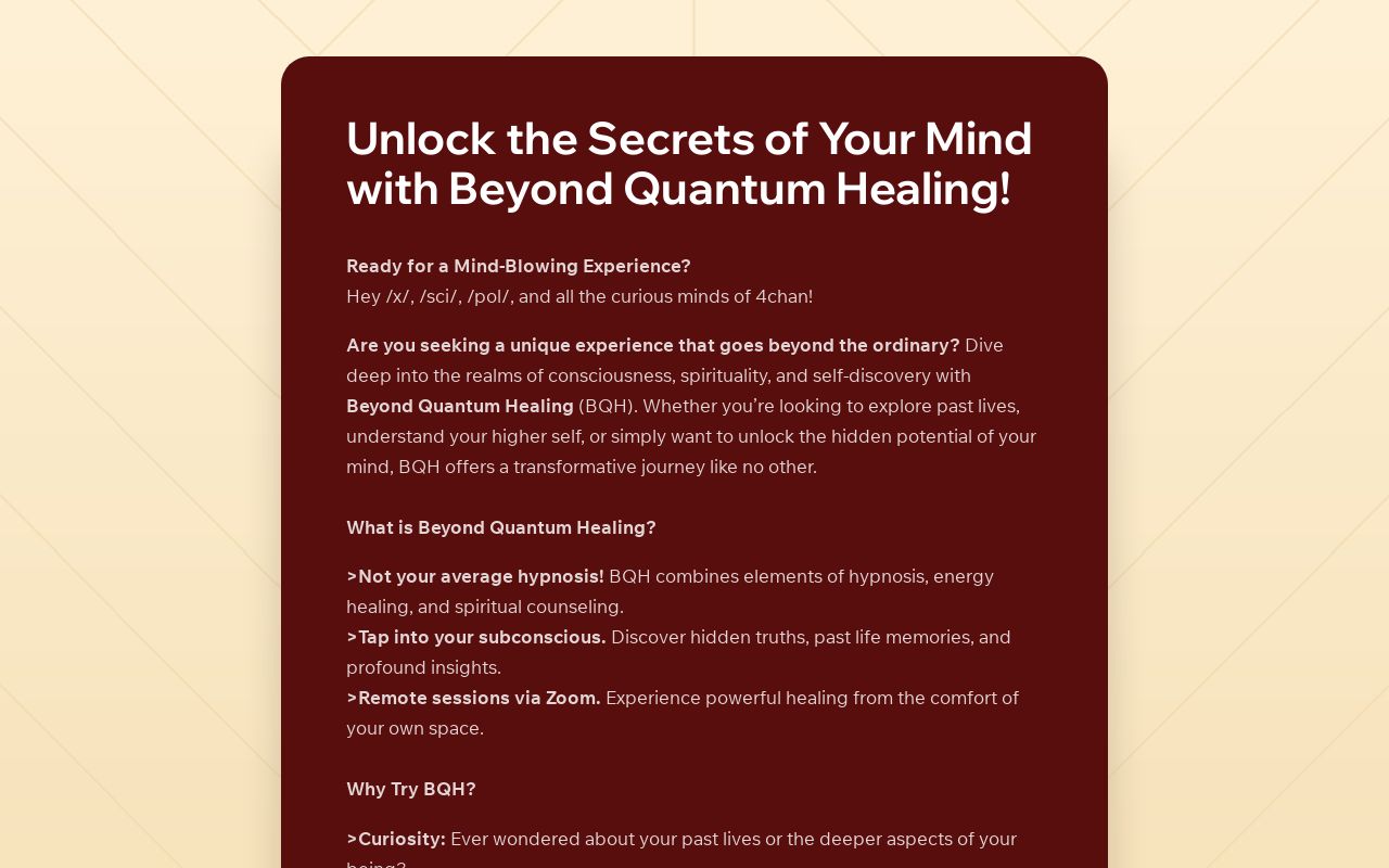 Unlock the Secrets of Your Mind with Beyond Quantum Healing!